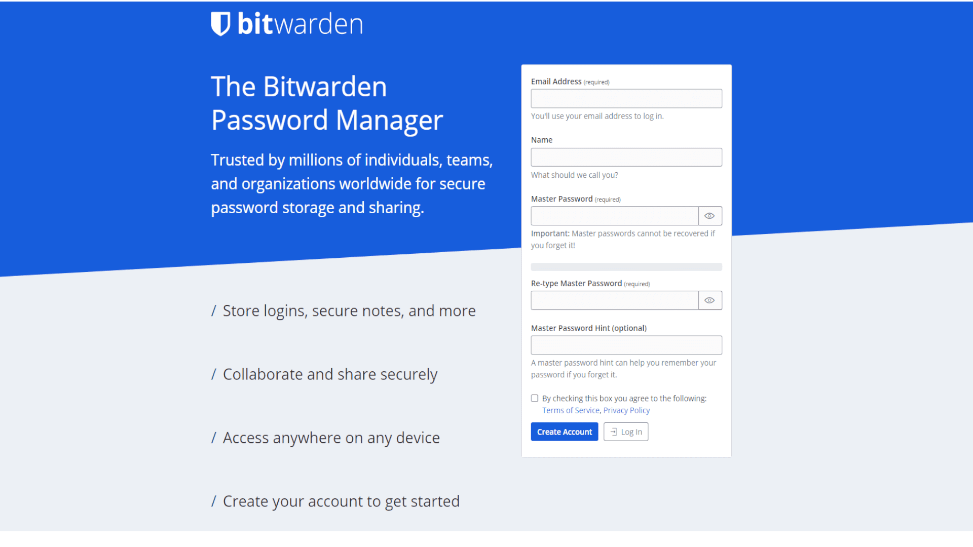 Step-by-step guide setup a Bitwarden account - Teracore